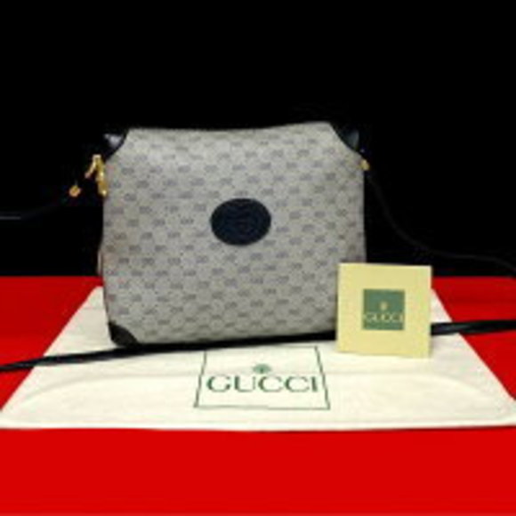Gucci | Bags | Gucci Micro Gg Leather Shoulder Bag Pochette Navy Blue ...